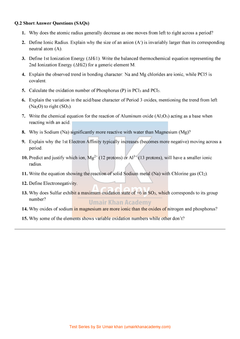 Class 11 Chemistry free tests according to smart syllabus